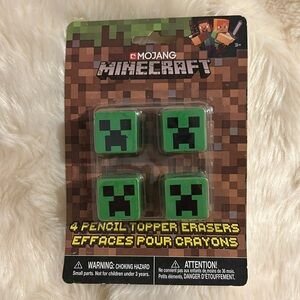 mojang | Other | New Minecraft Creeper Green Pencil Topper Erasers Set ...